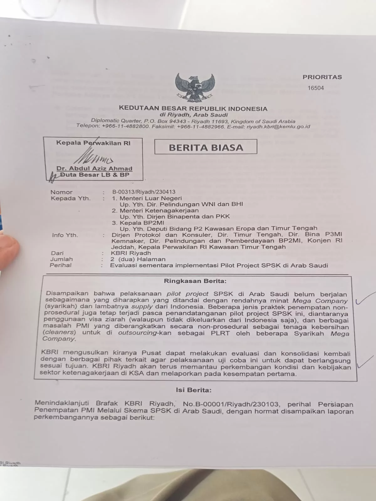 KBRI Riyadh Nilai Program SPSK Saudi Tidak Berjalan Baik - Aktual.com